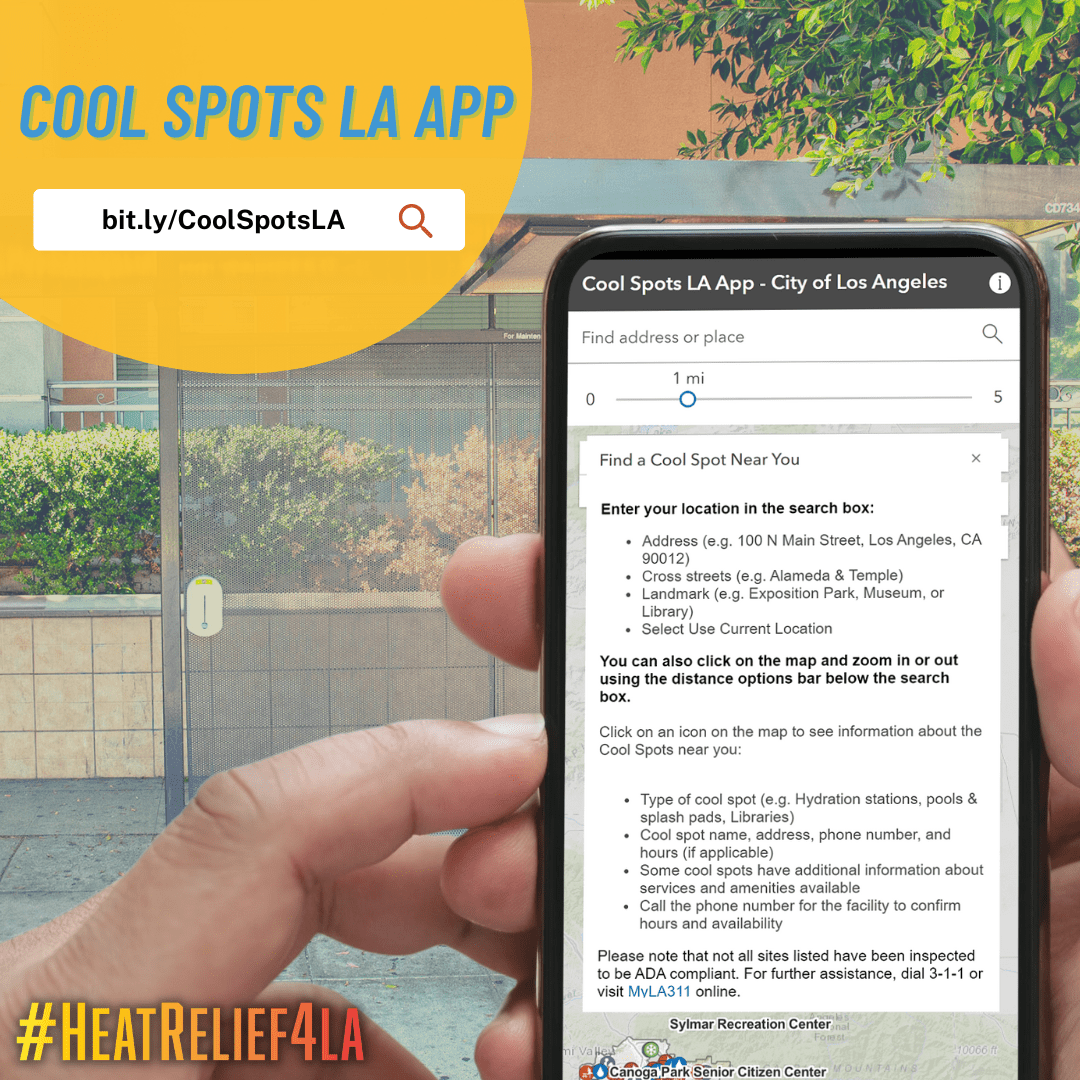 Cool Spots LA app graphic | Climate Emergency Mobilization Office